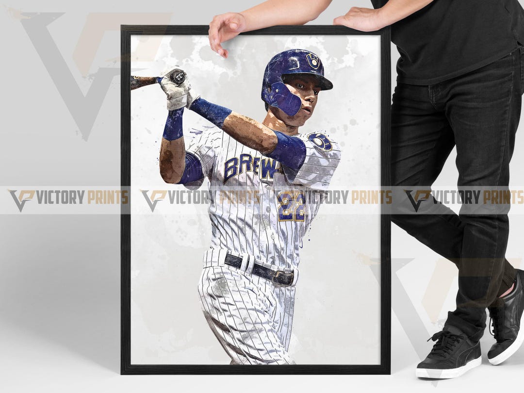 Christian Yelich v2 Poster/canvas Baseball Man Cave Art, Sports Room ...