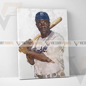 Jackie Robinson Poster/canvas Baseball Man Cave Art, Sports Room Decor ...