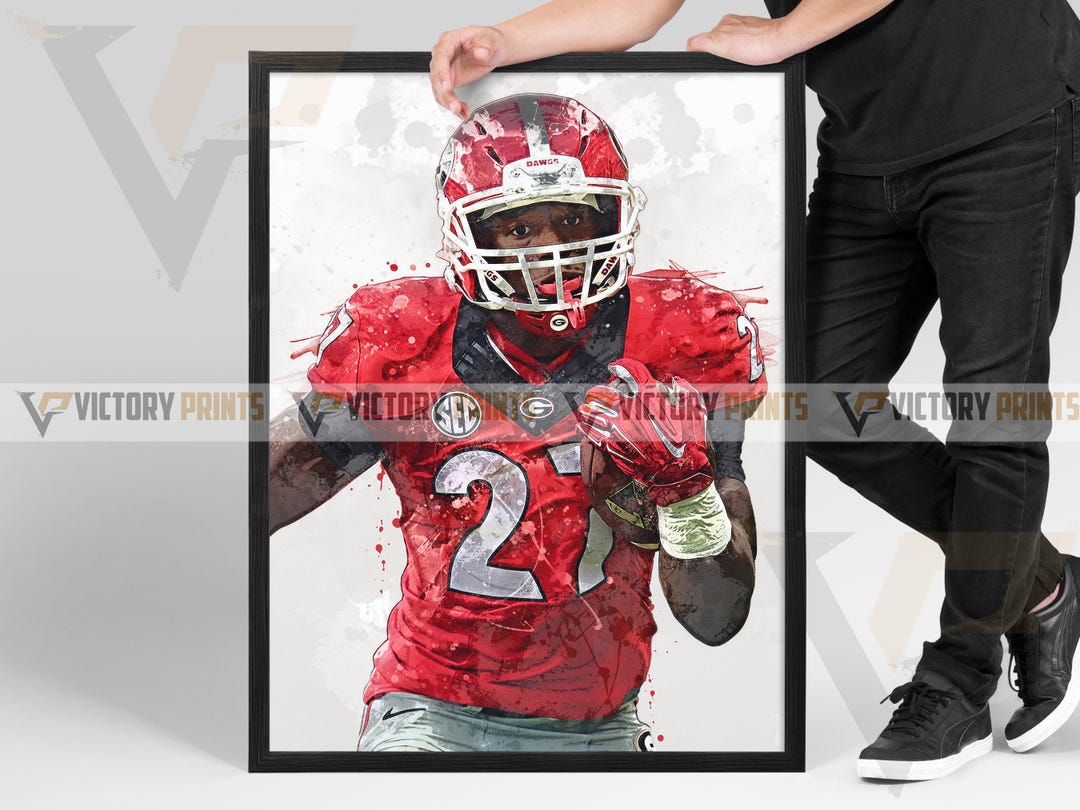 Nick Chubb Georgia Poster/canvas Football Man Cave Art, Sports Room ...