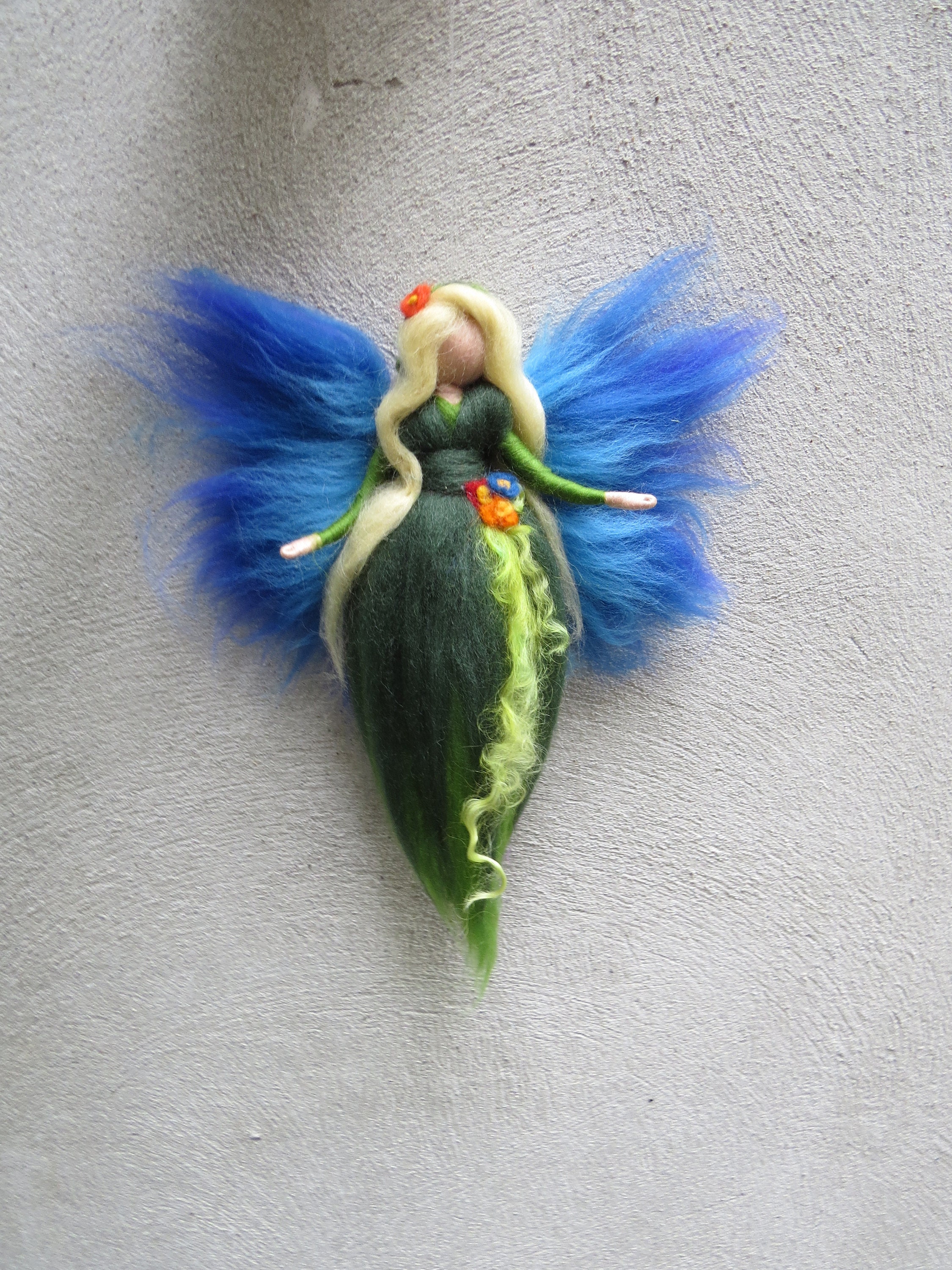 Gefilzter Engel in Blau Und Grün, Waldorf, Wolle, Wollengel Toll Für ...
