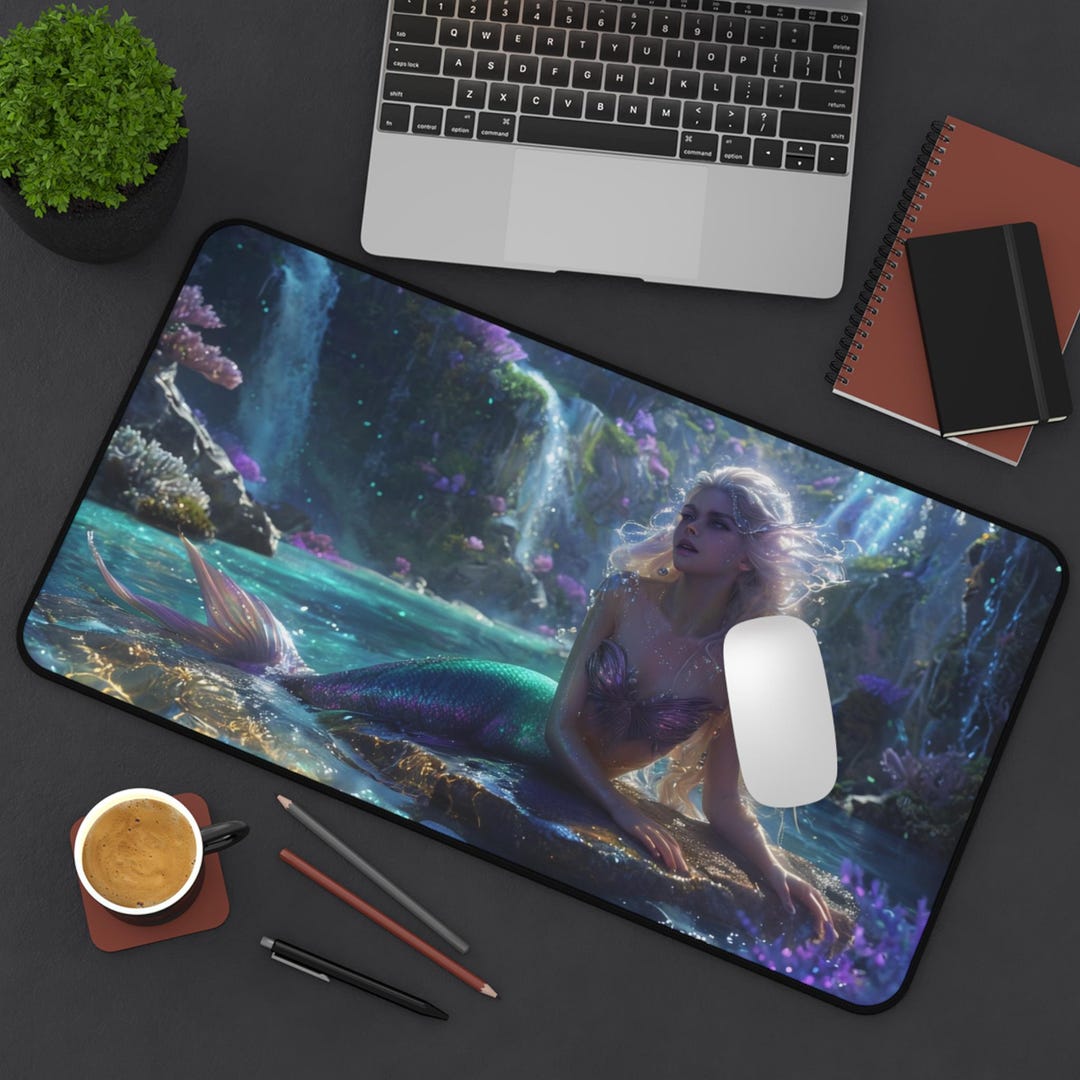 Mermaid Fantasy Desk Mat for Home Office, Gaming, Workspaces, Gift for ...