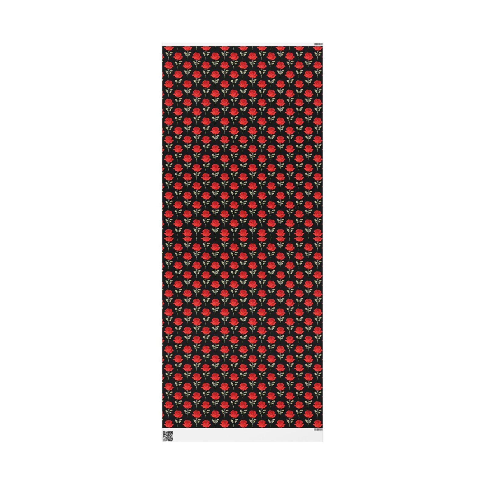 Elegant Red Roses Gift Wrap | Bold Floral Design on Black Background ...