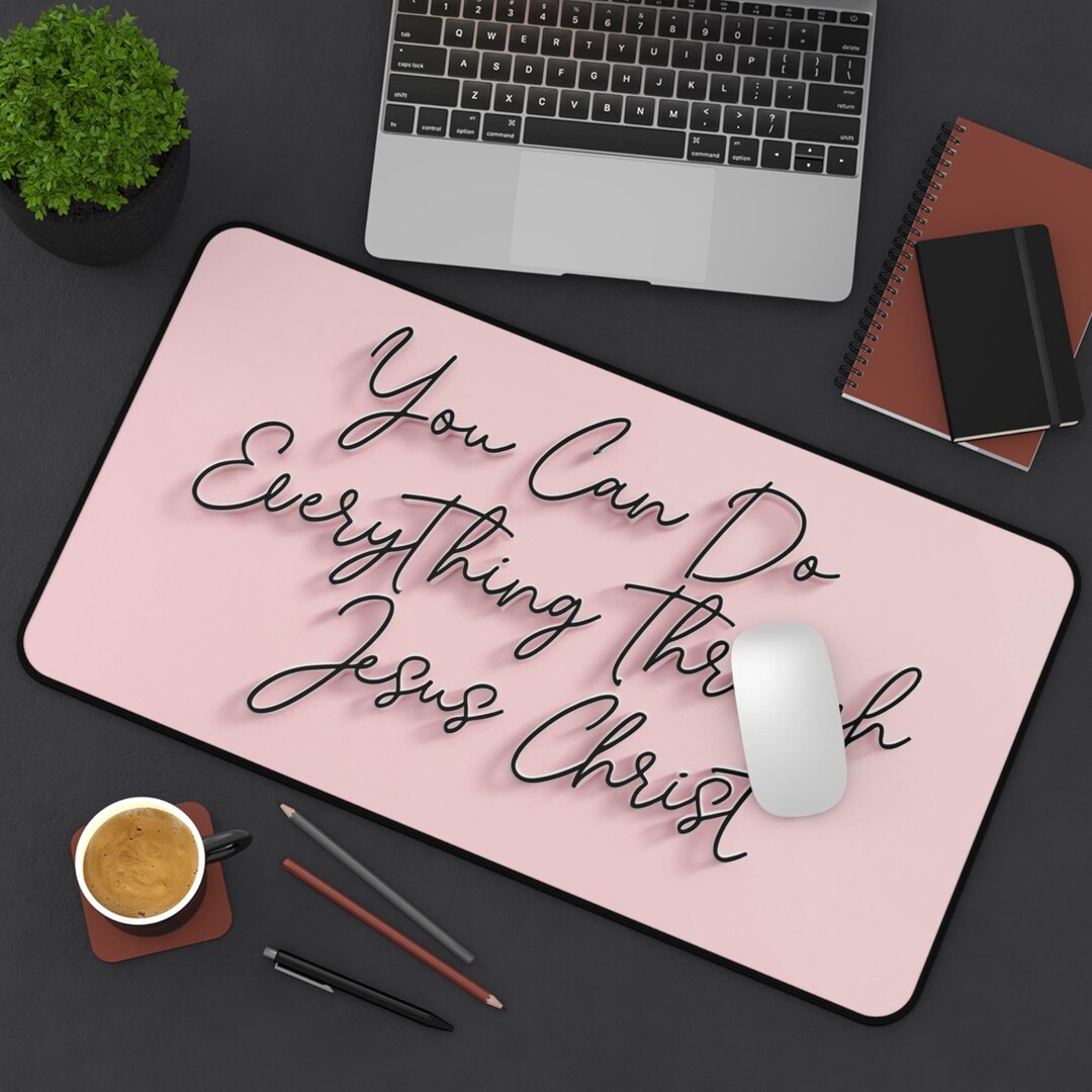 Pink Christian Desk Mat With Inspirational Quote, 3 Sizes, 12×18", 12× ...