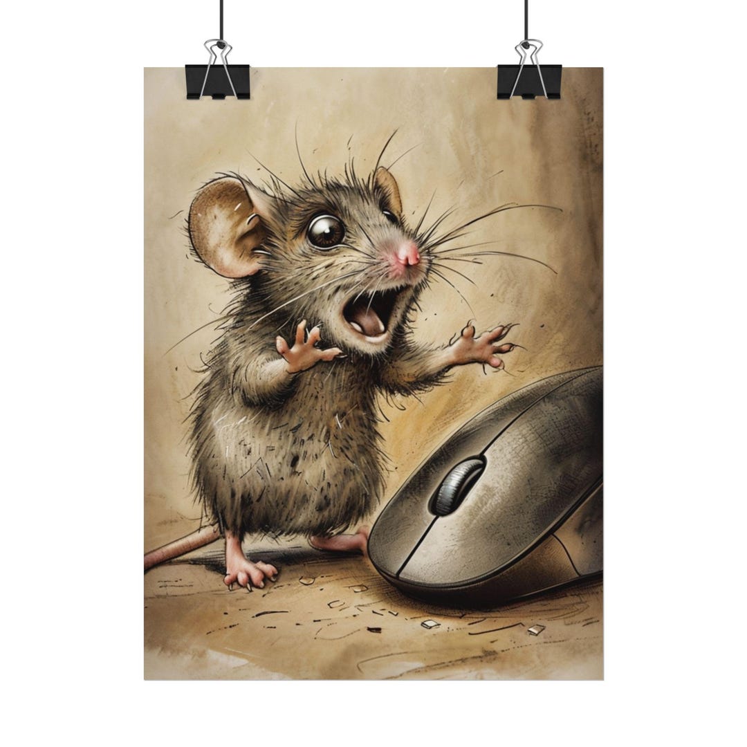 Rolled Poster, Whimsical Mouse Art Print, Funny Home Decor, Unique Gift ...