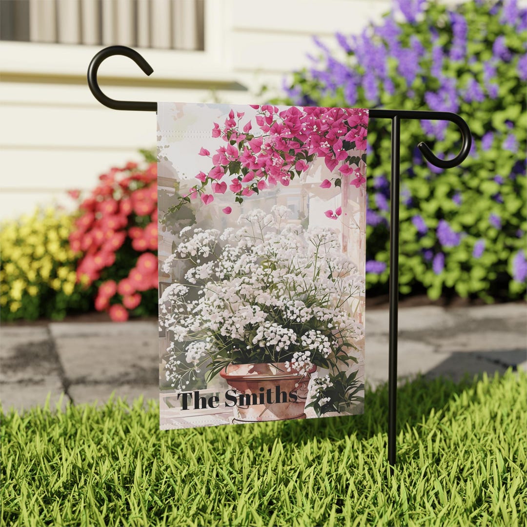 Personalized Flower Garden Banner, Custom Floral House Banner for Home ...