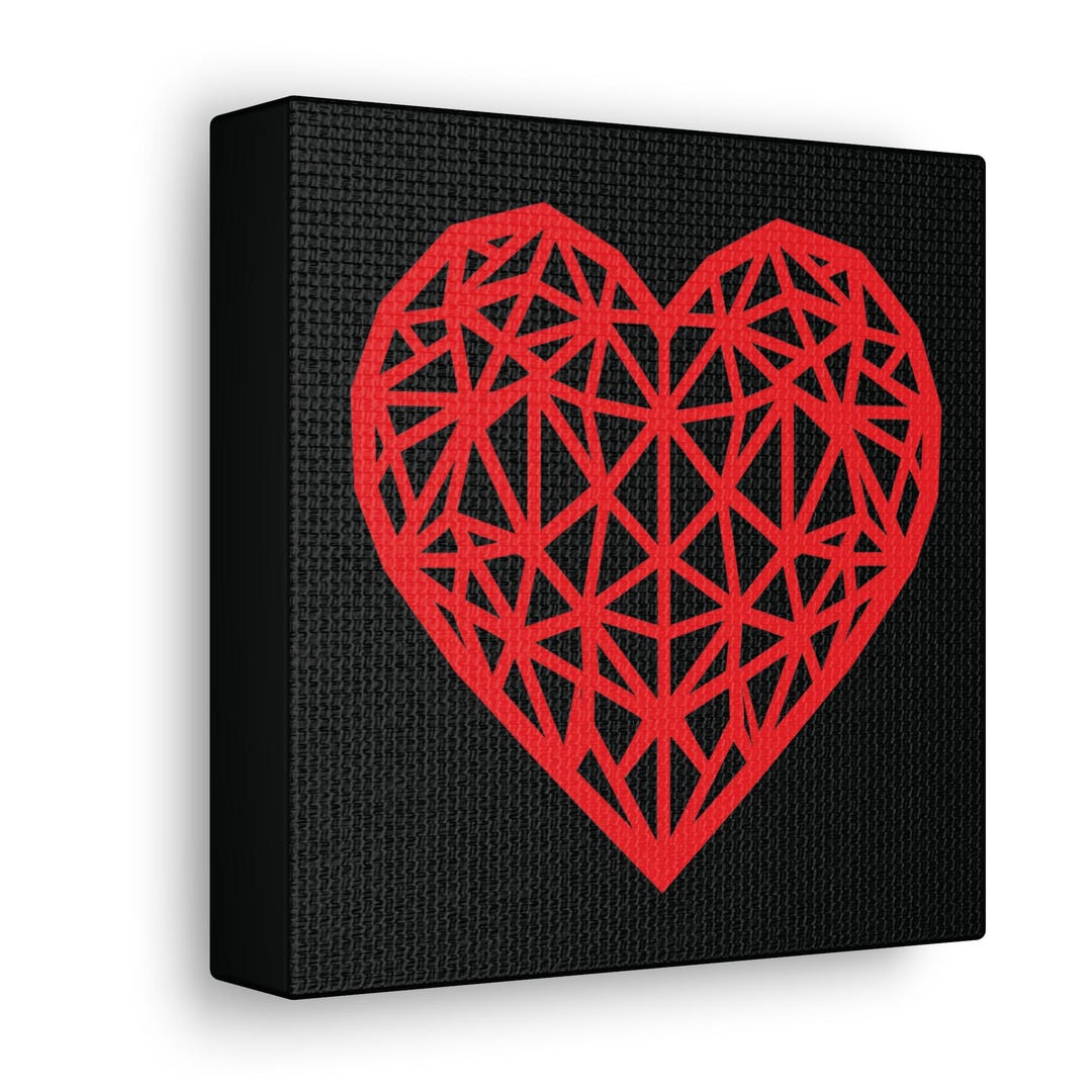 Canvas Gallery Wraps Red Geometric Heart Minimalist Romantic Design ...