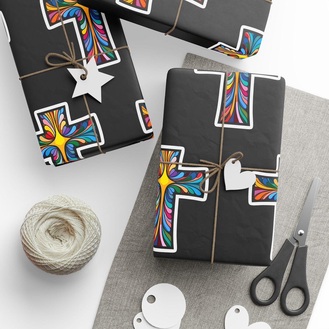 Colorful Cross Wrapping Paper: Religious Gift Wrap, 90gsm Art Paper - Etsy
