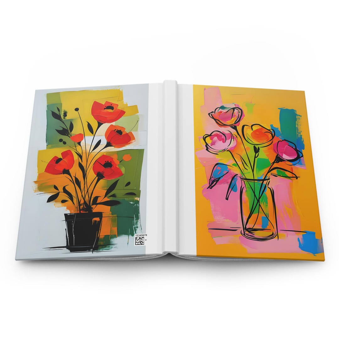 Colorful Flowers in Vase Journal, Vibrant Art Notebook, Gift for Artist ...