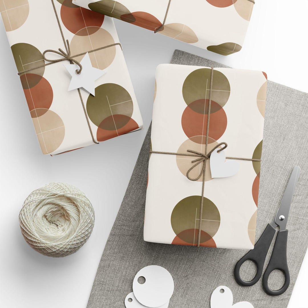 Eco-friendly Wrapping Paper With Minimalist Abstract Circles, Neutral ...