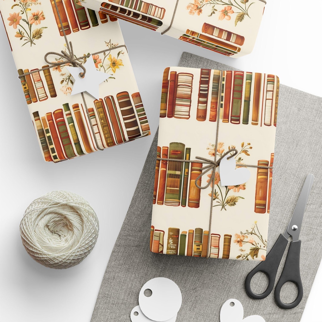 Vintage Book-themed Wrapping Paper, Literary Gift Wrap for Book Lovers ...