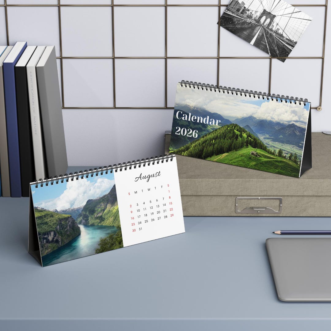 2026 Scenic Photography Desktop Calendar, Nature-themed Monthly Planner ...