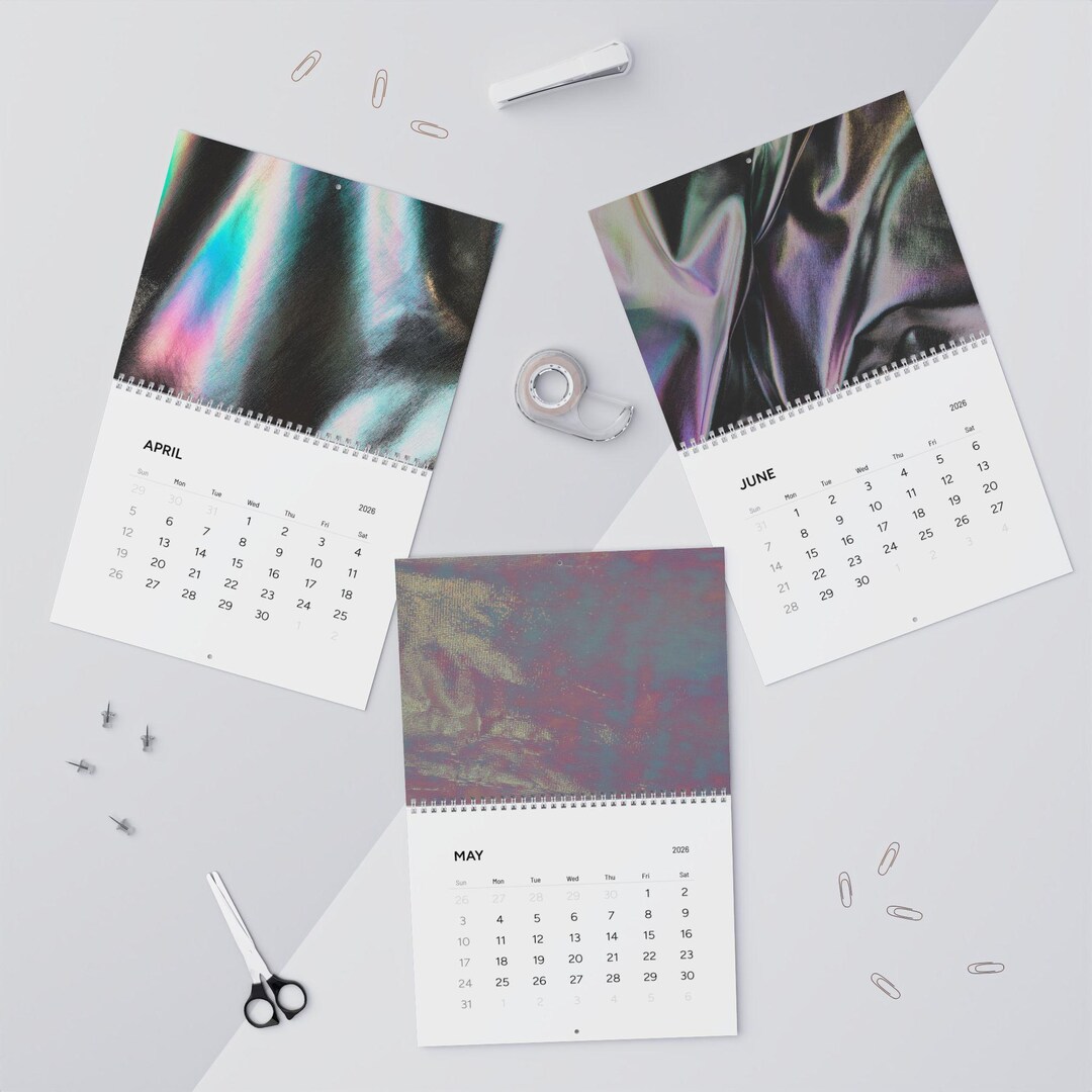 2026 Iridescent Foil Texture Wall Calendar, 11"x8.5" (matte) or 14"x11 ...