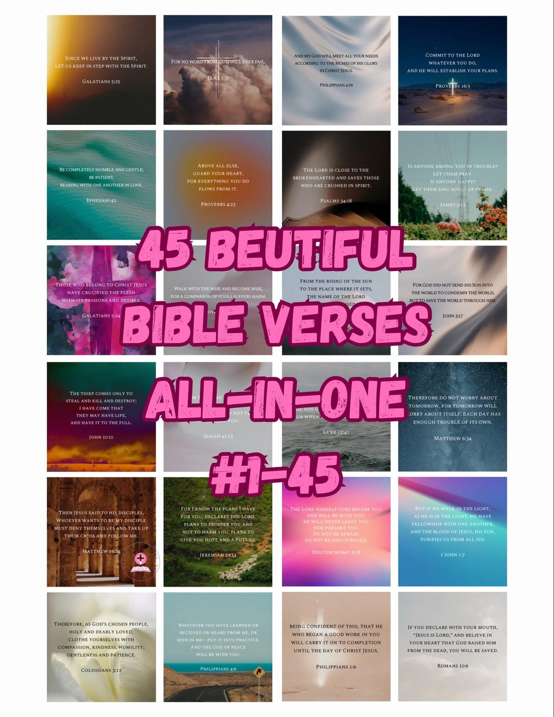 Kids Bible Verse Cards | Easy-to-memorize | Set of 45 | Download ...
