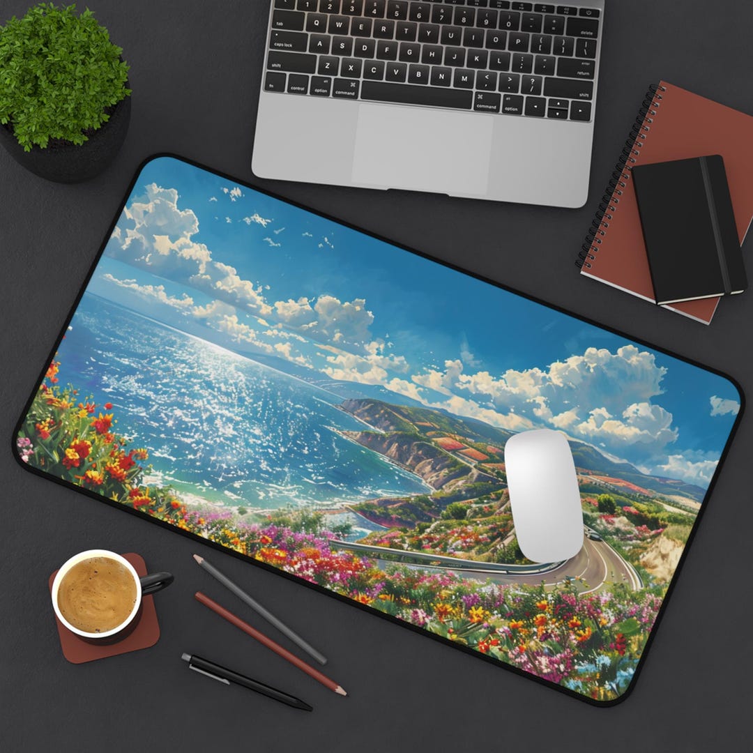 Scenic Beach Desk Mat, Coastal Decor, Office Accessories, Home Office ...