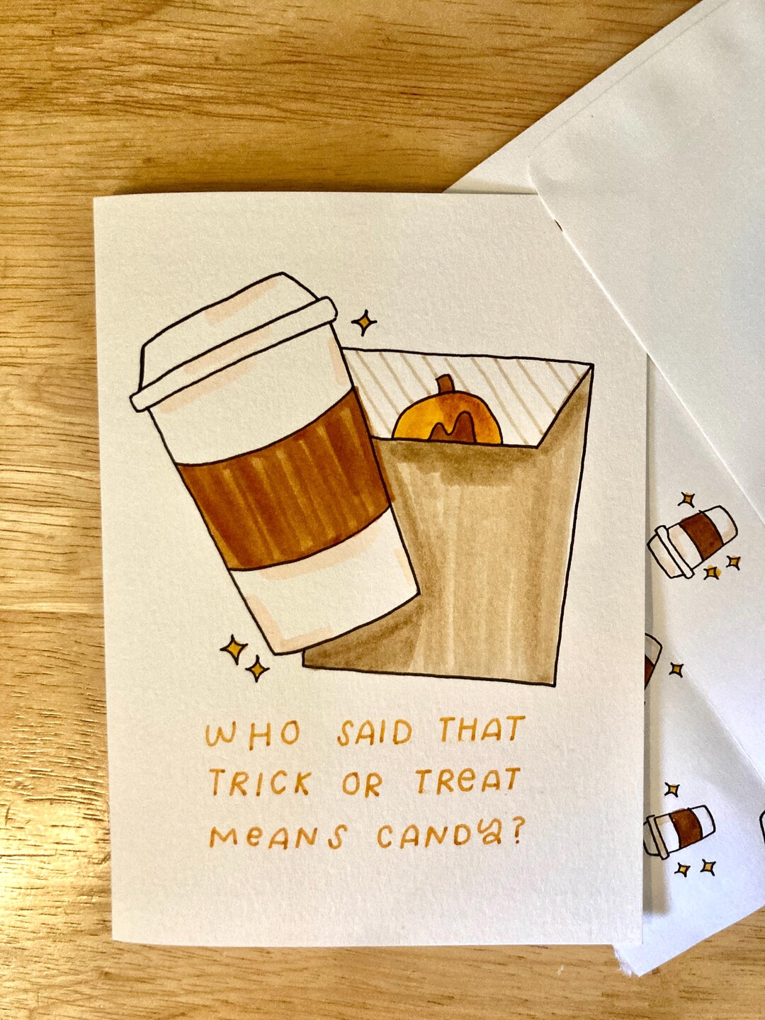 Pumpkin Spice | Handmade Halloween Card With Decorated Envelope - Etsy