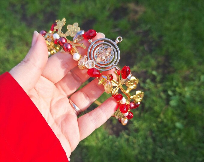 Gryffindor-inspired Time-turner Tiara – Handmade Red & Gold Fantasy ...
