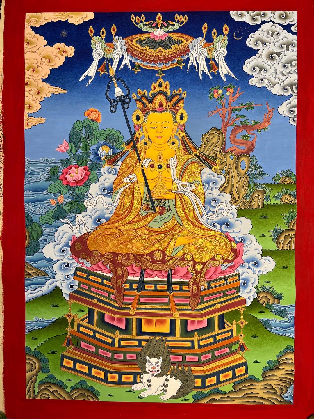 Buddhist Ksitigarbha Thangka, Painting Hand-painted Ksitigarbha ...