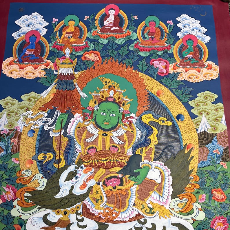Dharmapala Namtose Thangka – Tibetan Wealth & Protection Deity | Hand ...