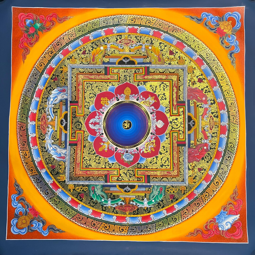 Astamangal Mandala Thangka – Eight Auspicious Symbols Tibetan Art ...