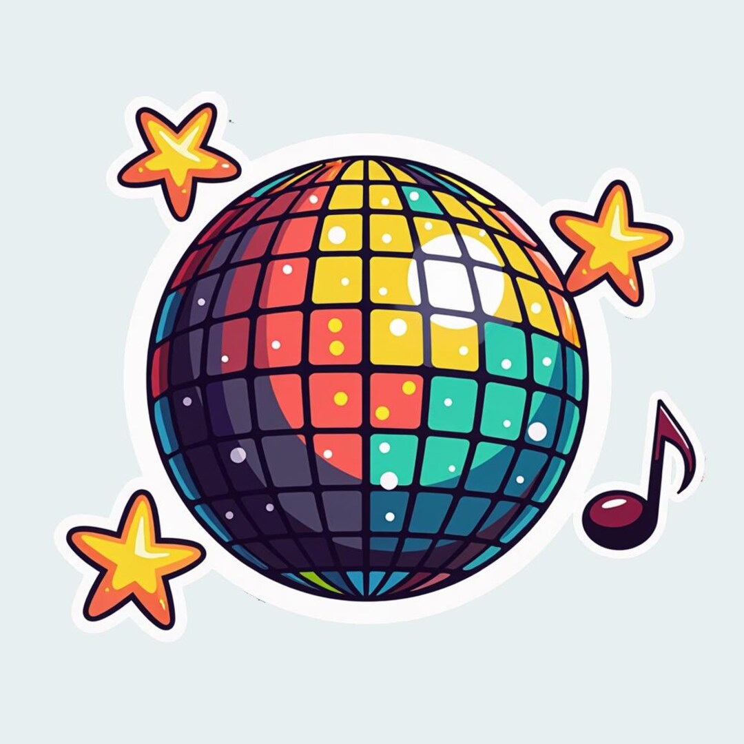 70s Disco Ball Sticker | Retro Vinyl Decal With Mosaic Pattern, Flower ...