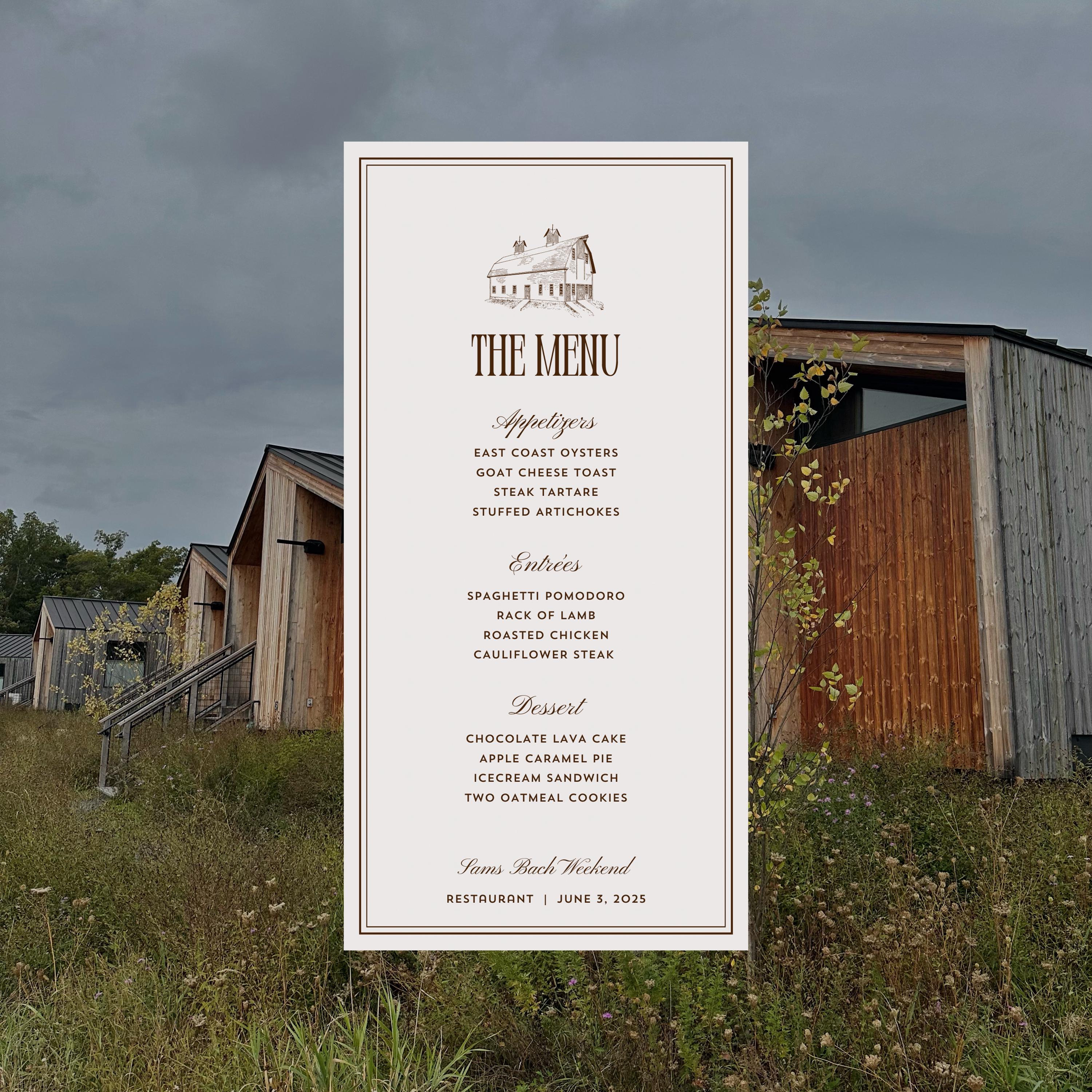 Restaurant Menu - Upstate New York Getaway Weekend - Upstate New York ...