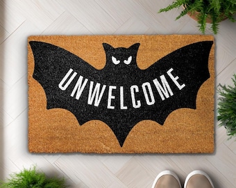 Unwelcome Bat Coir Doormat, Halloween Decor - Etsy