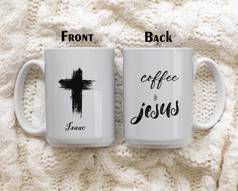 Custom Name Coffee & Jesus Ceramic Mug, Personalized Religious Coffee ...