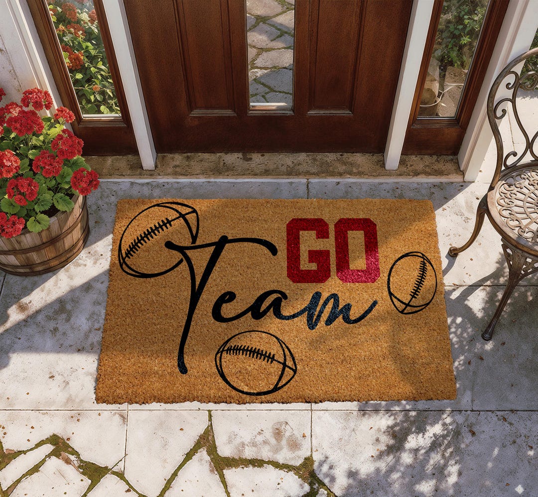 Custom GO Team Football Doormat, Football Season Decor, Team Colors ...