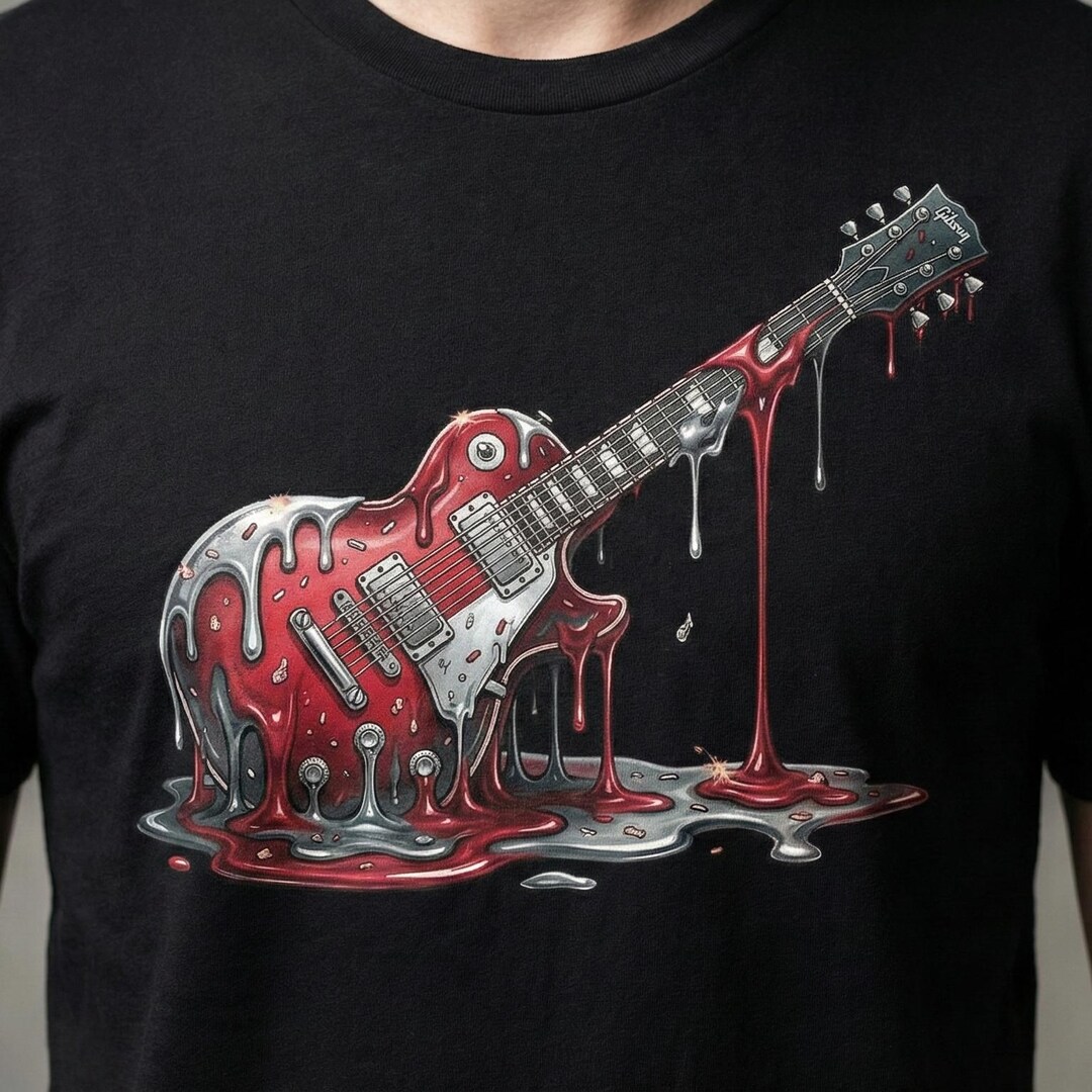 Dripping Electric Guitar T-shirt, Musician Gift, Guitarist Rock Band ...