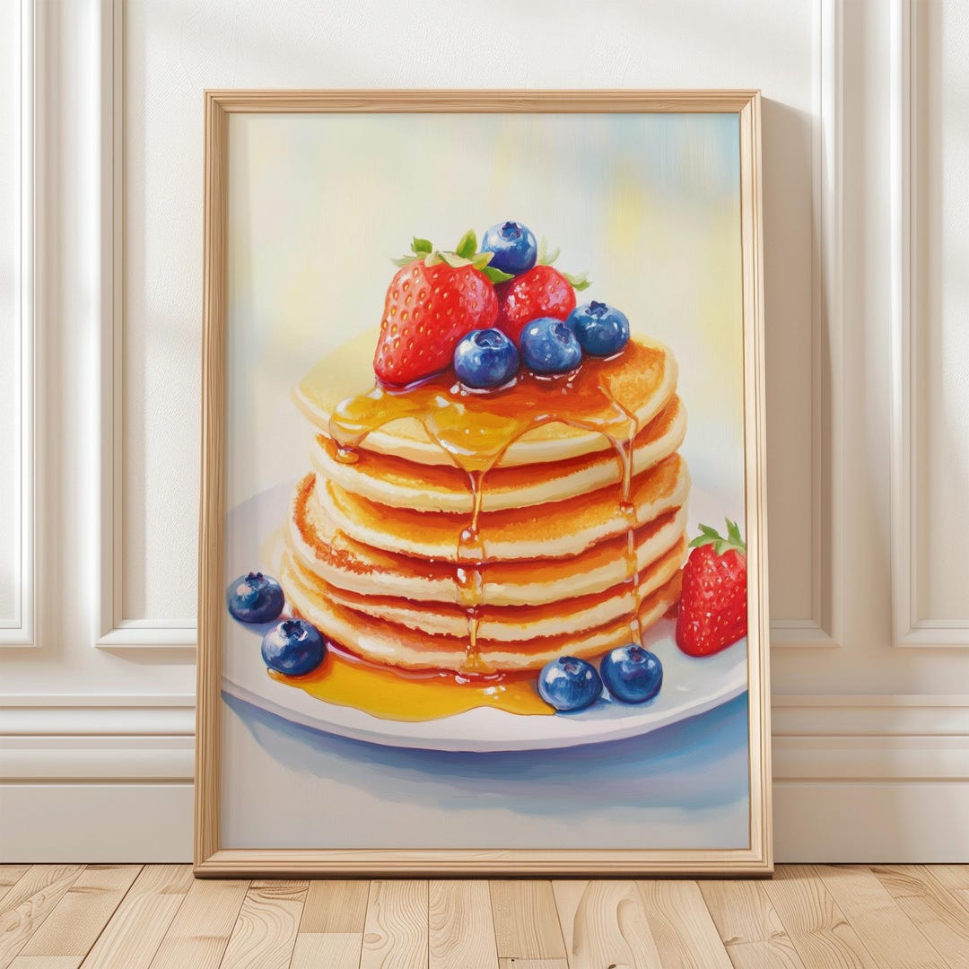 Pancake Art Print, Dining Room Wall Art, Stylish Pancake Stack Artwork ...