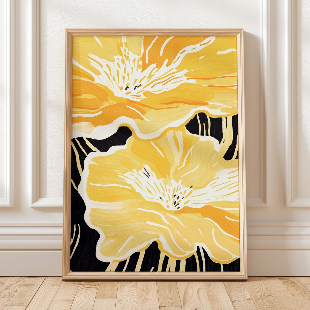 Yellow Floral Wall Art, Modern Botanical Wall Print (digital Download ...