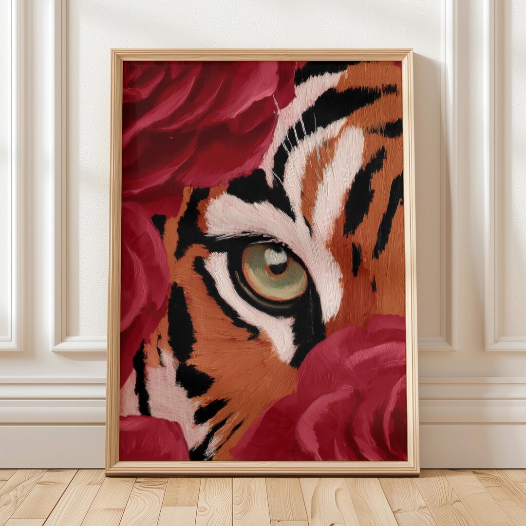 Tiger Eye Wall Art Print Close up Floral Tiger Poster Digital Download ...