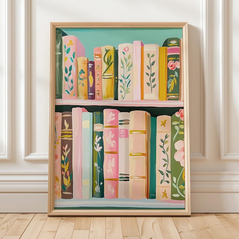 Bookshelf Wallpaper Prints - Etsy