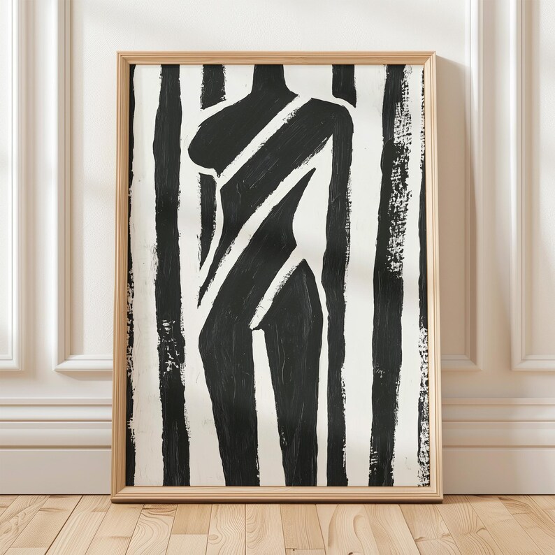 Abstract Female Form Art, Black and White Minimalist Print, Monochrome ...
