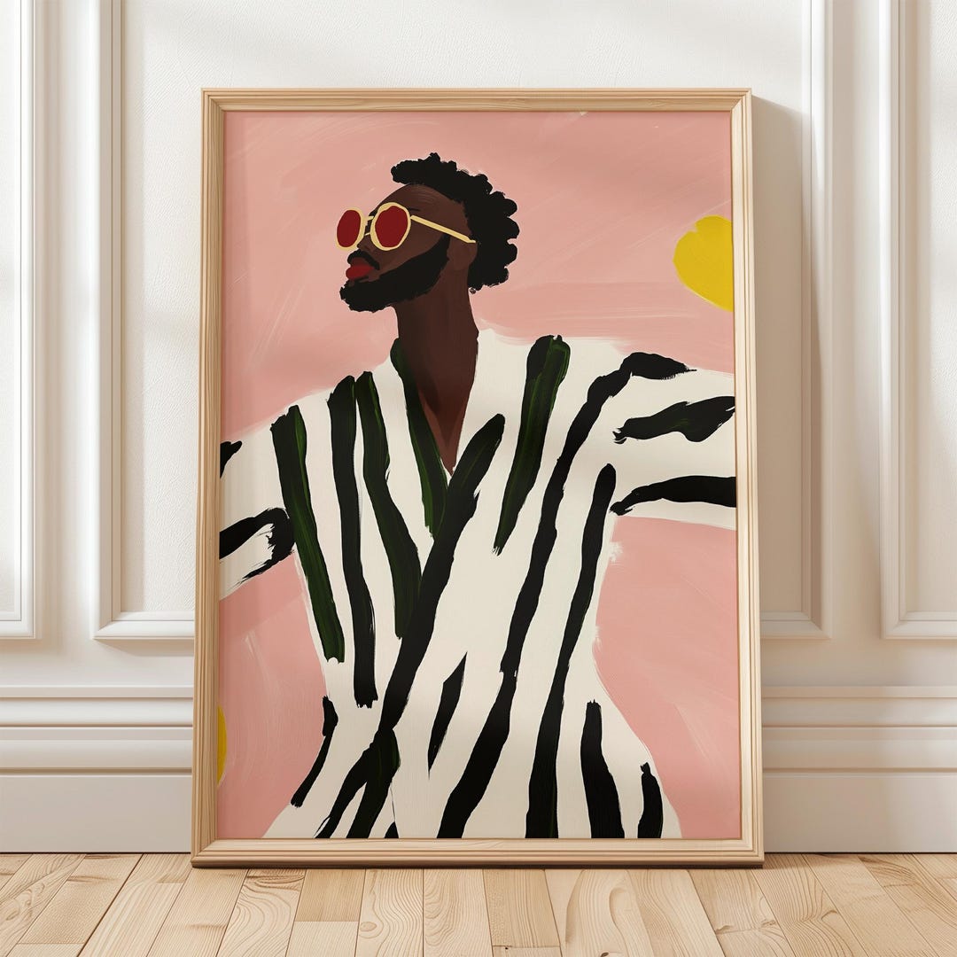 Modern Abstract Man Art Stylish Portrait Pink Background Printable ...