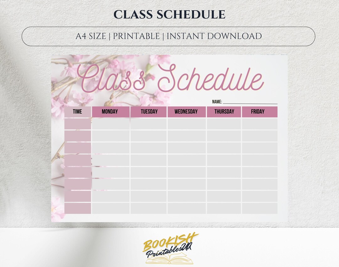 Weekly Class Schedule Printable: A4 Planner (instant Download) - Etsy
