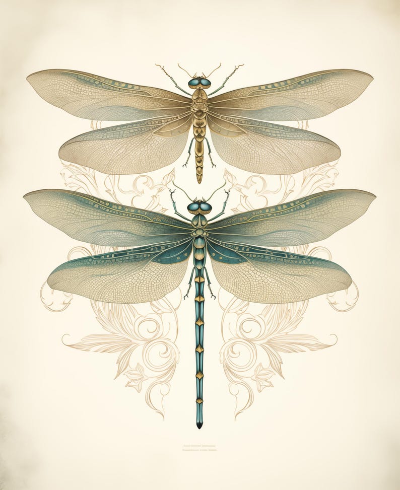 Dragonfly Digital Art, Dragonfly Print, Vintage Printable Wall Art ...