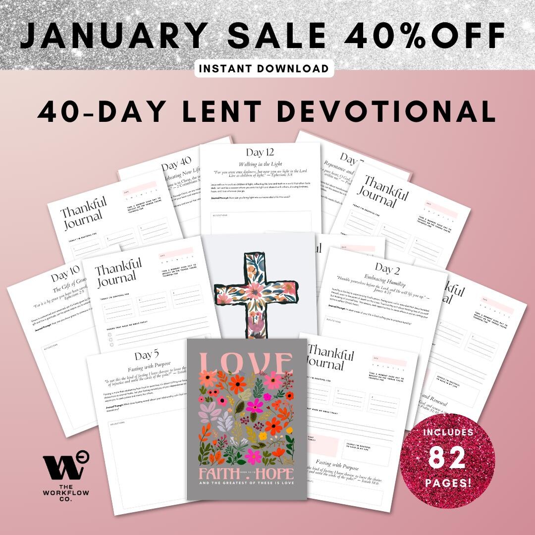 40 Day Lent Devotional & Gratitude Journal Printable Christian Easter ...