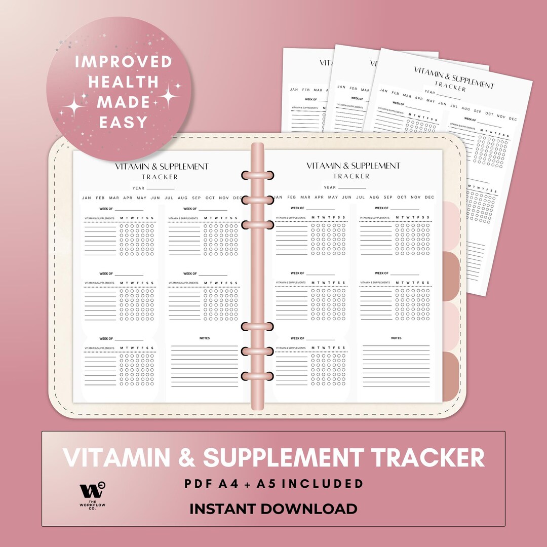 Printable Vitamin & Supplement Tracker Instant Download Daily Health ...