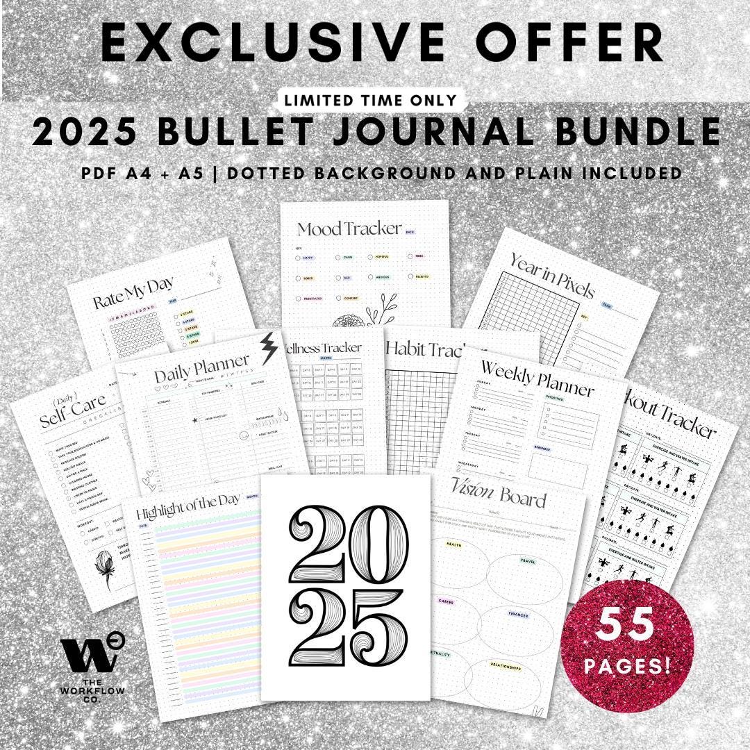 2025 Bullet Journal Printable 2025 BUNDLE, Digital Planner Pages, Year ...