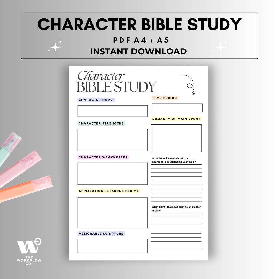 Bible Character Study, Faith Based Printables, Christian Character ...