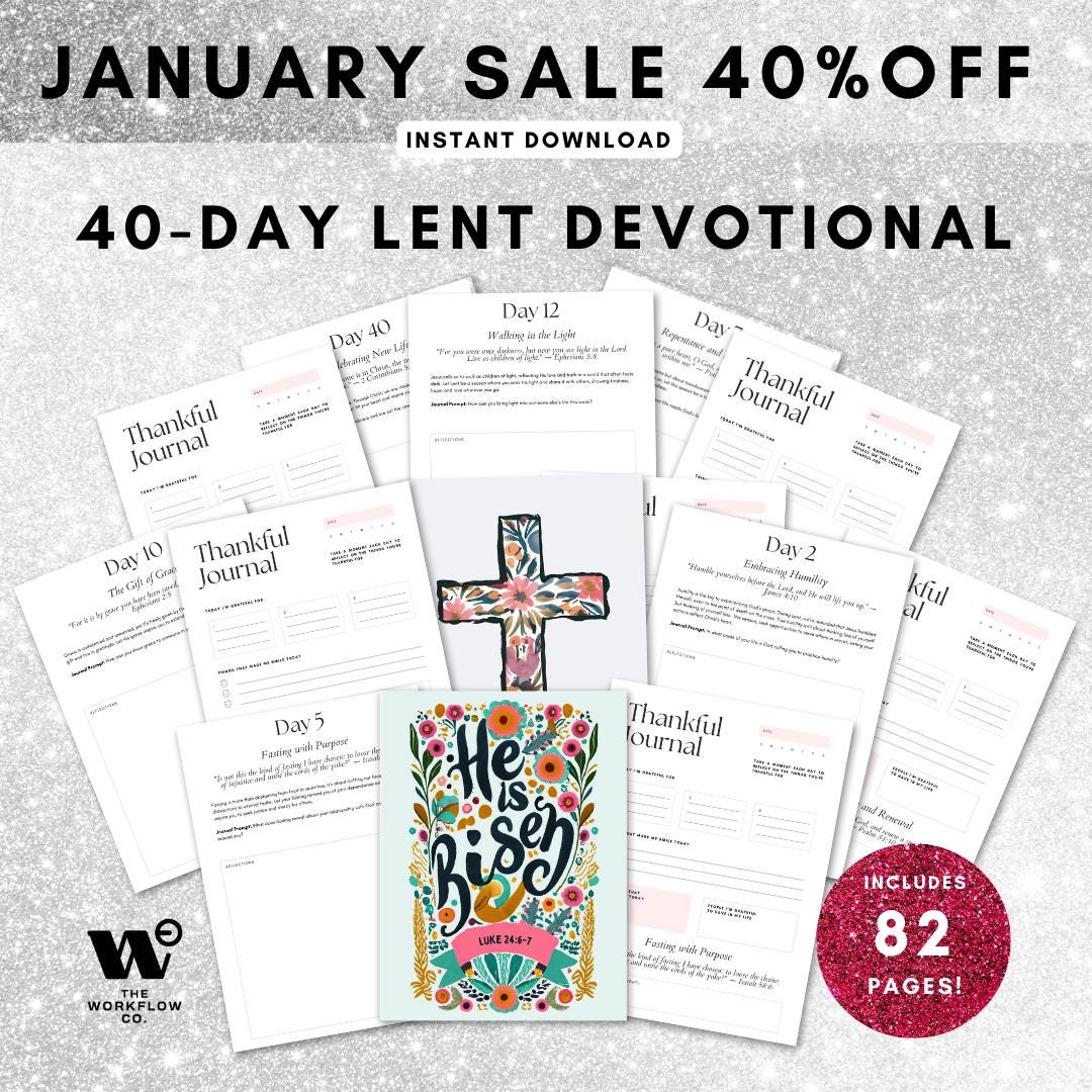 Printable 40-day Lent Devotional & Thankfulness Journal Easter ...