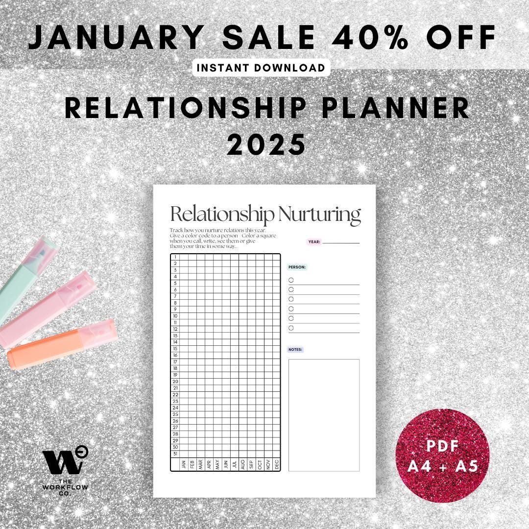 Relationship Planner & Organizer 6 Person Color Coded Key With Notes ...