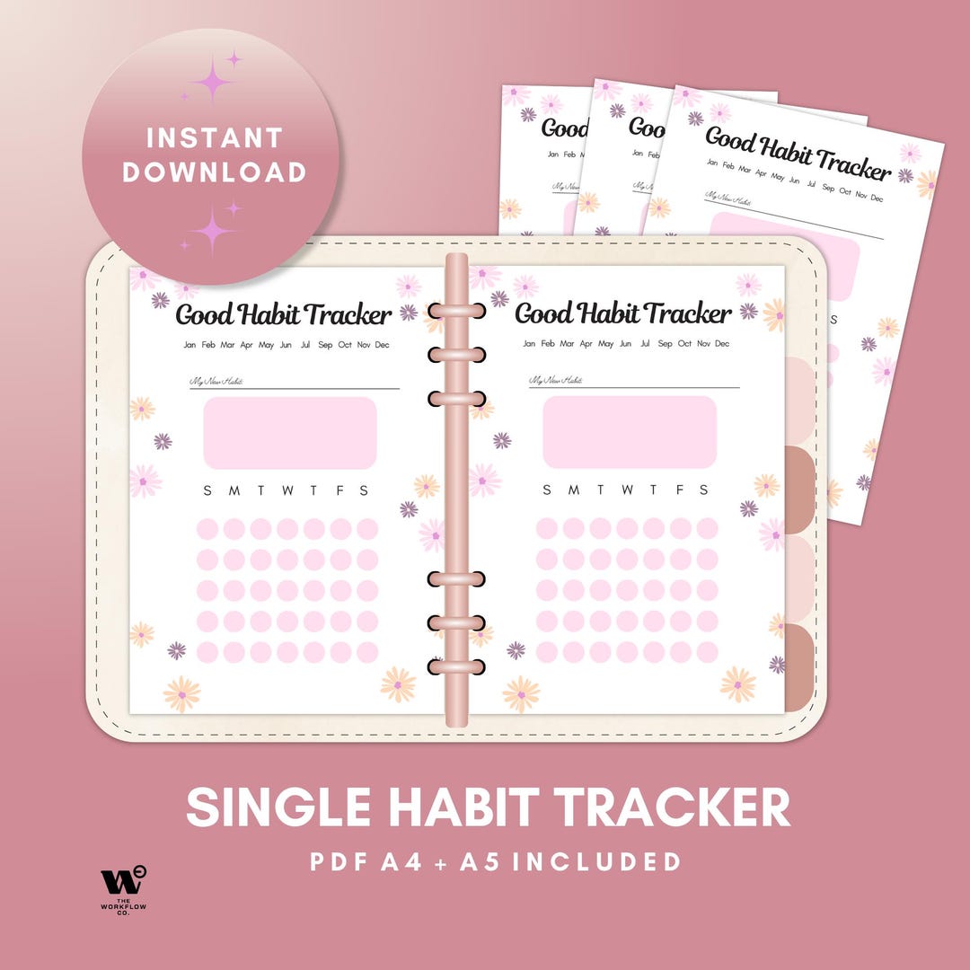 Single Habit Tracker Printable 30-day Habit Tracking Template, Pink ...