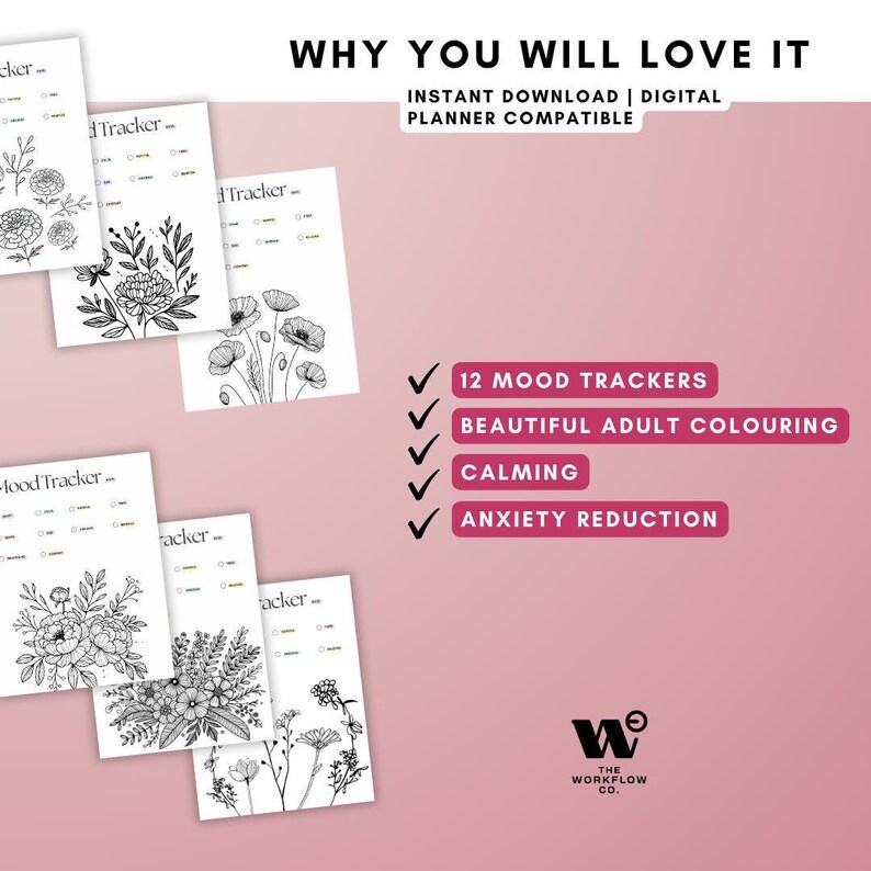 Mood Tracker Coloring Pages Bundle 12 Unique Adult Coloring Sheets ...