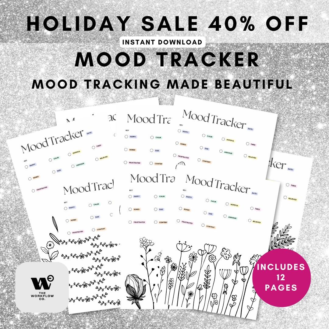 Mood Tracker Printable Bundle 12 Adult Coloring Pages for Emotions Self ...