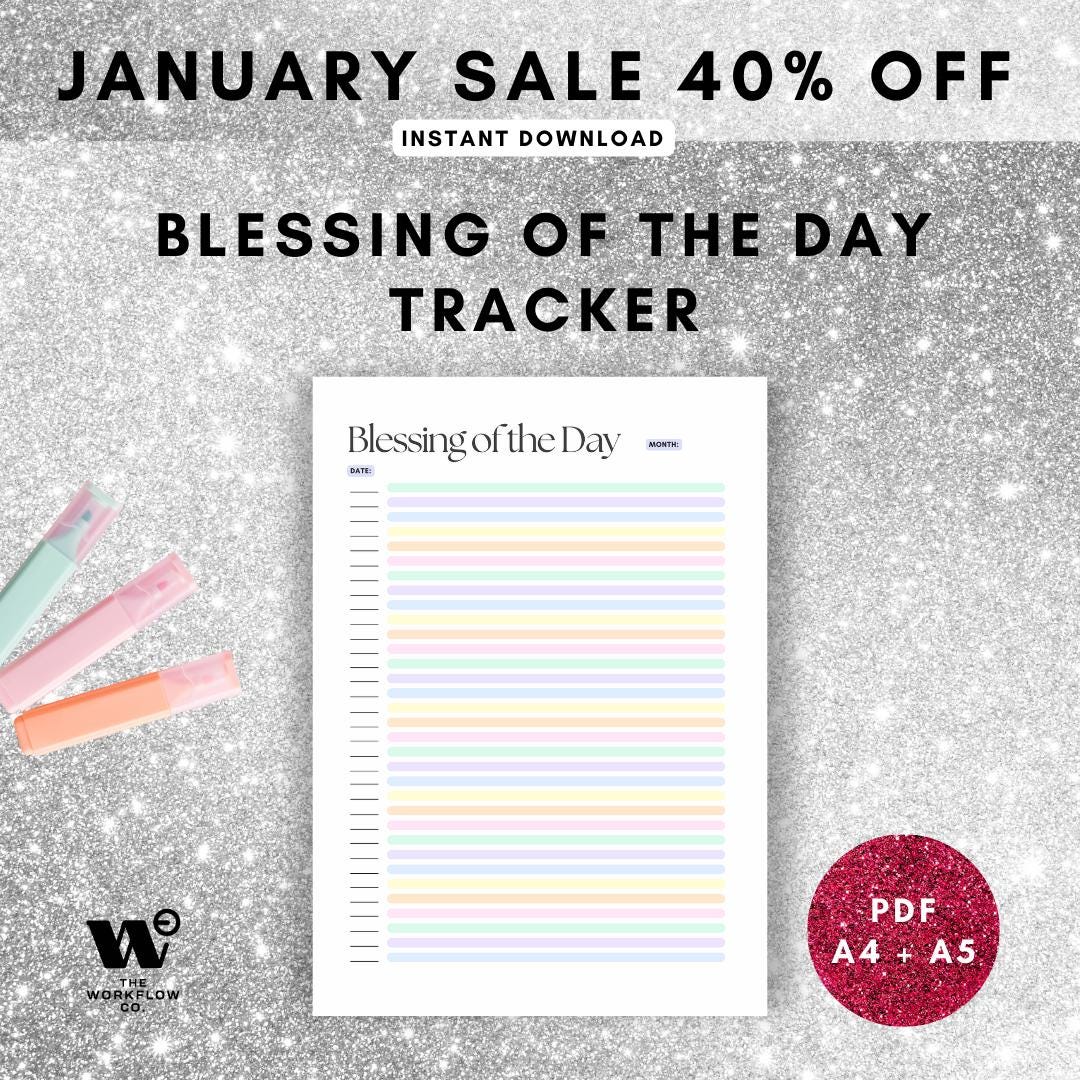 Blessing of the Day Printable Daily Gratitude Tracker, Uplifting ...