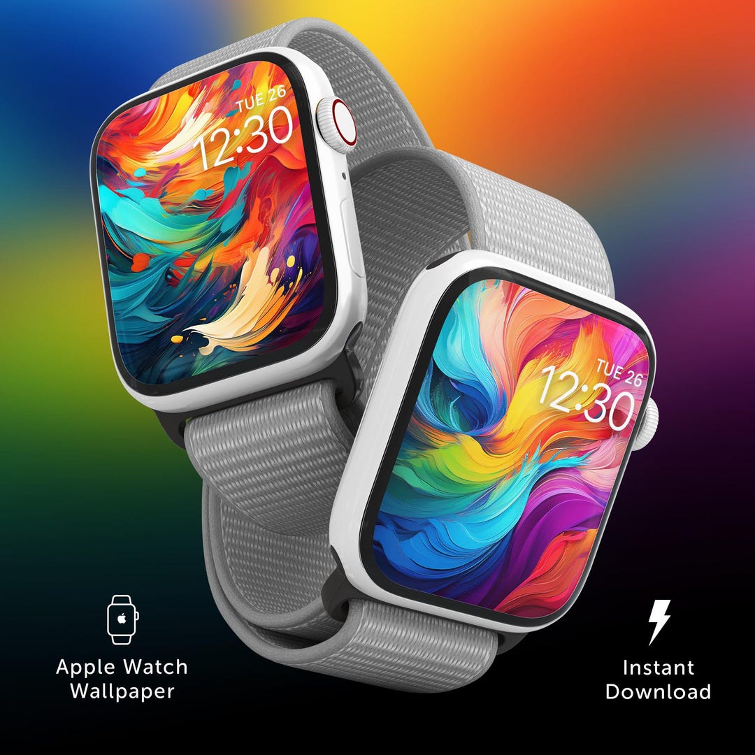 Abstract Art Apple Watch Wallpaper, Vibrant Paint Strokes, Elegant ...