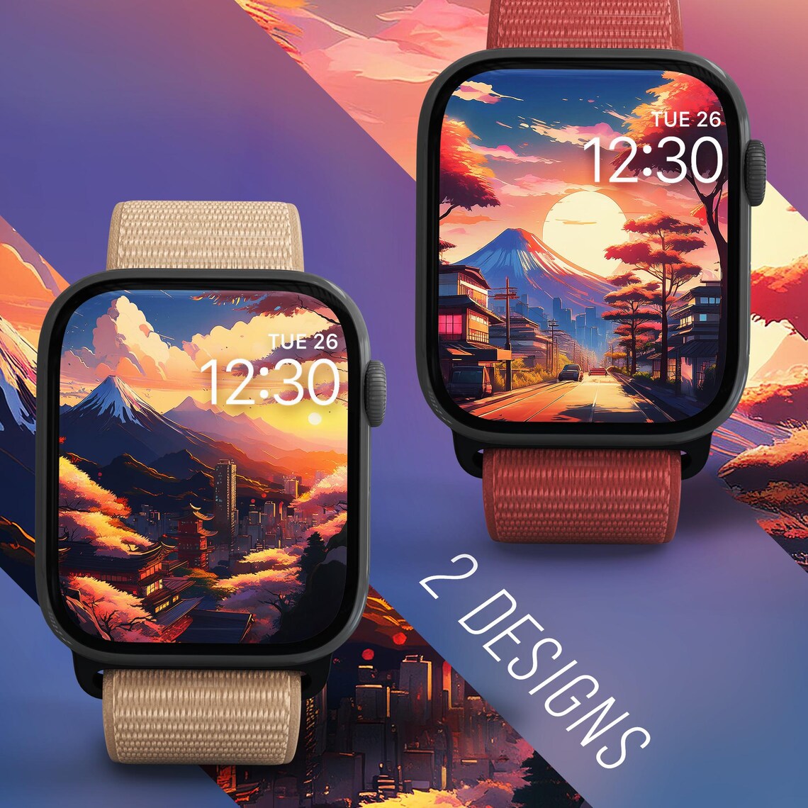 Anime Apple Watch Face Wallpaper, Anime Downtown Sunrise, Smartwatch ...
