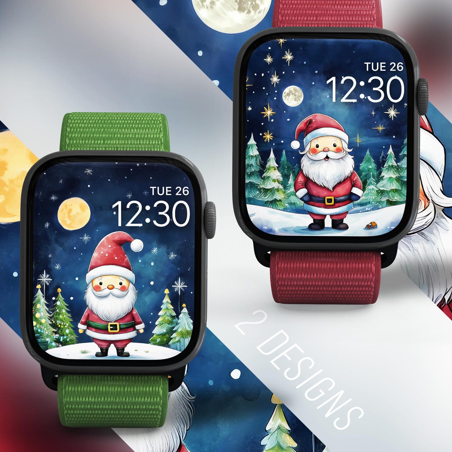 Christmas Santa Apple Watch Wallpaper, Cute Santa Background for ...